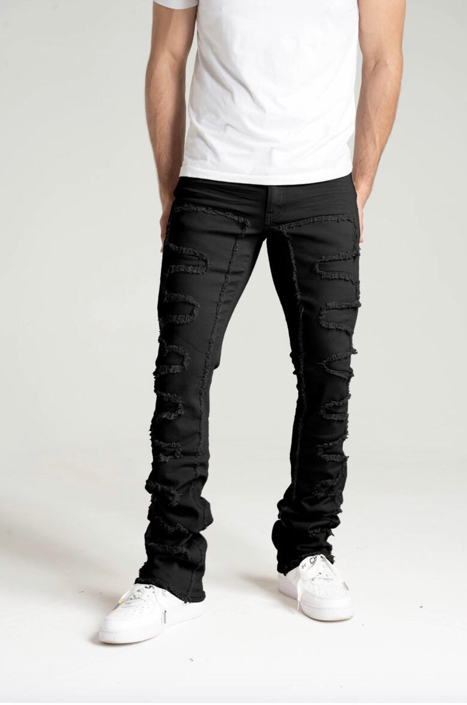 spark denim stretch twill stack pants ripped .– Bold Outfitters